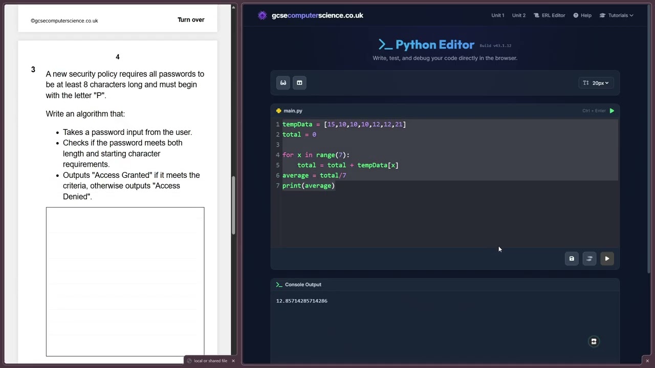 Writing Exam Algorithms in Python: 5-Question Walkthrough | OCR J277 Paper 2