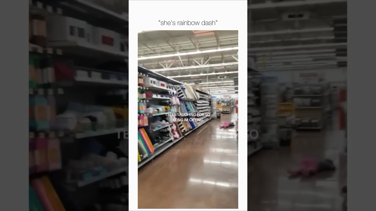 why was she like that😭😂#rainbowdash #falling #supermarket #funny