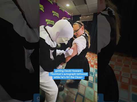 fan gets David Howard Thornton (Art the Clown)'s autograph as a tattoo | Part 2