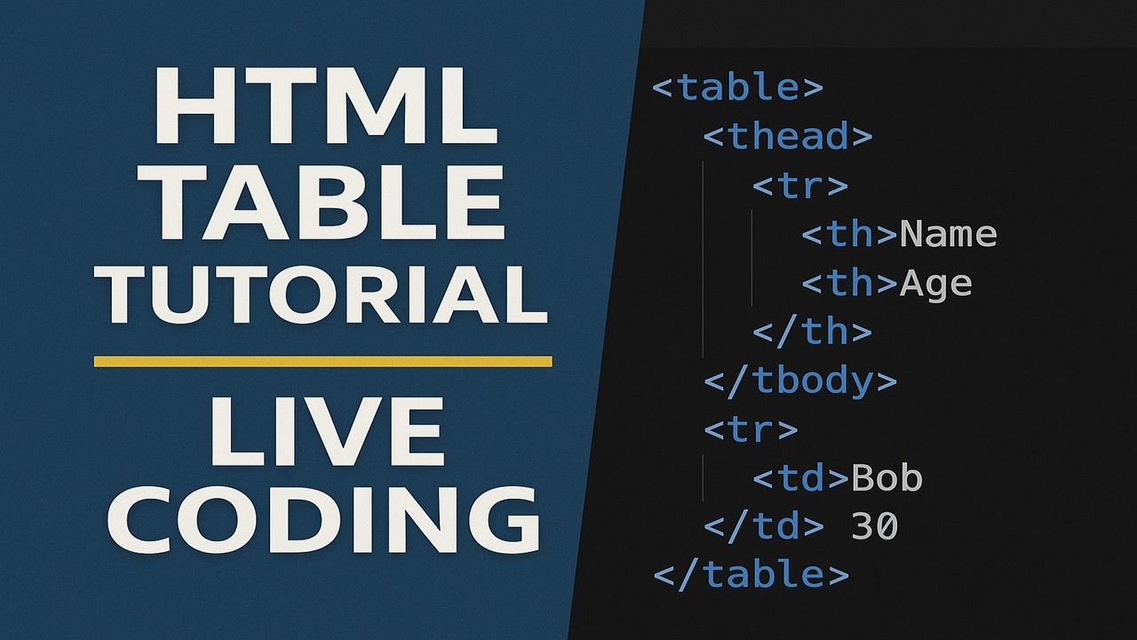 HTML Table Tutorial (Live Coding) – Practice Table Layouts, Borders, Headers & Styling