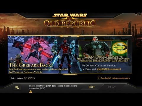 SWTOR Login Issue, Unable to Retrieve Patch Data 30.07.2013