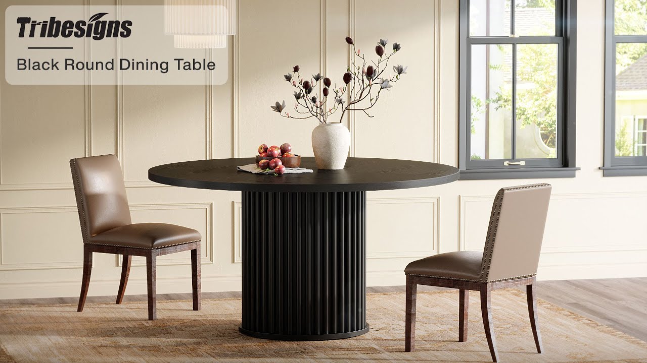 Tribesigns Black Round Dining Table – Where Elegance Meets Functionality - F2187 #diningtable
