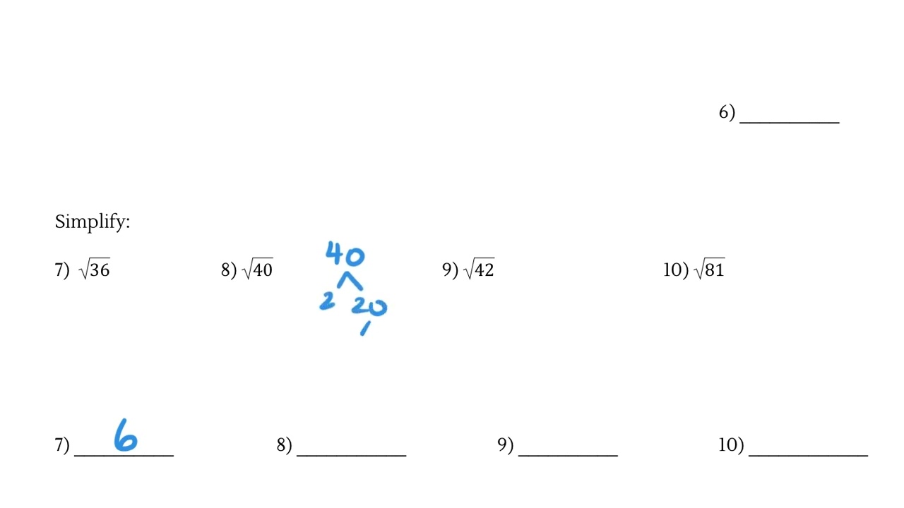 Factoring and Square Root Method worksheet