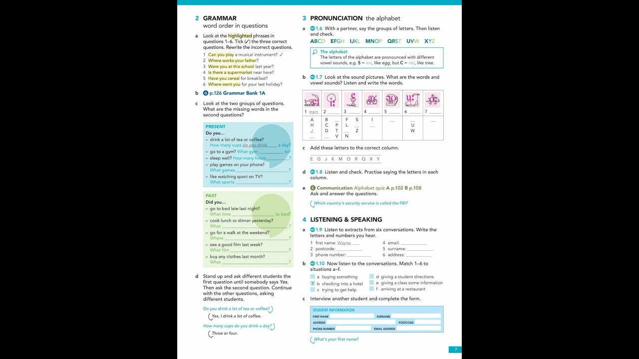 English File 4ed. Pre Intermediate. SB 1.9