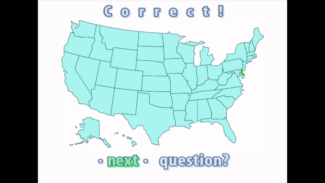 Interactive United States Map Quiz - Correct Delaware Location