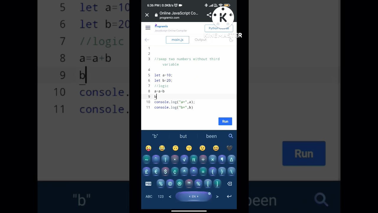 swap two numbers without using third variable in JavaScript..
