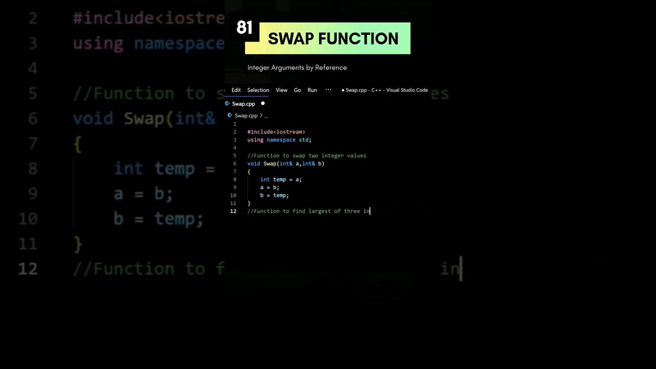 Finding Largest of 3 Integers in C++ with Swap Function#shorts#coding#programming#cpp