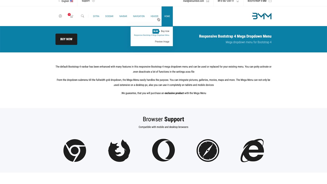 Responsive Bootstrap 4 Mega Dropdown Menu - RTL Layout