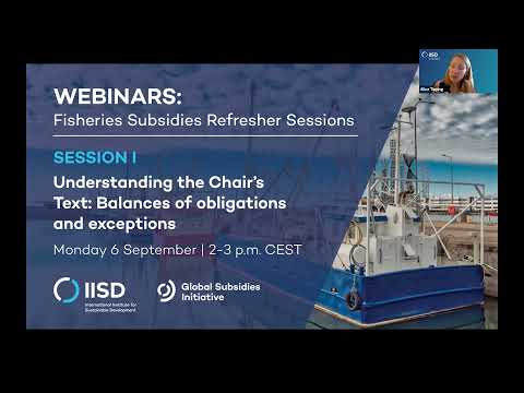Webinar | Fisheries Subsidies Refresher Session I: Understanding the Chair’s Text