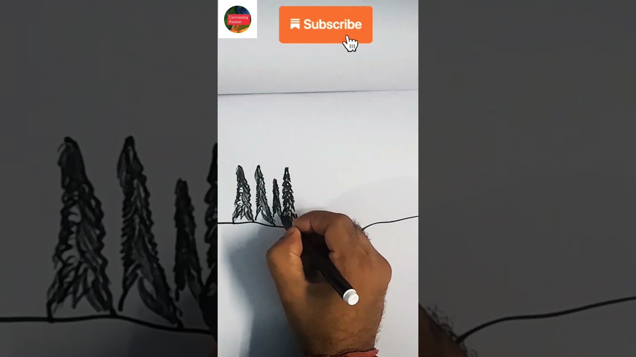 Draw a simple scenery using these simple steps #shorts #ashortaday #youtubeshorts Canvassing Passion