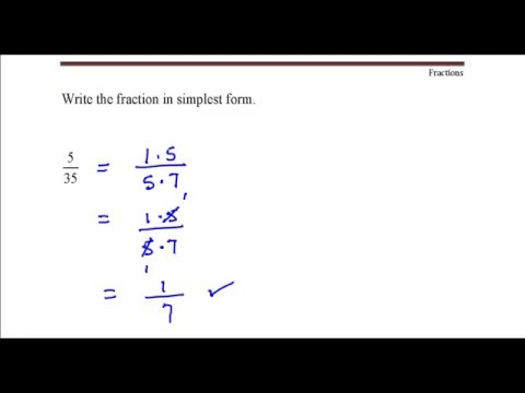 Write the fraction in simplest form. 5 divided by 35 - Youtube