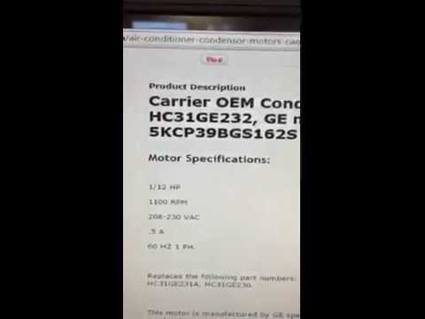 Wiring, HC 31ge 232 carrier 5kcp39bgs162 s motors Canada air conditioner, motor hc31ge232