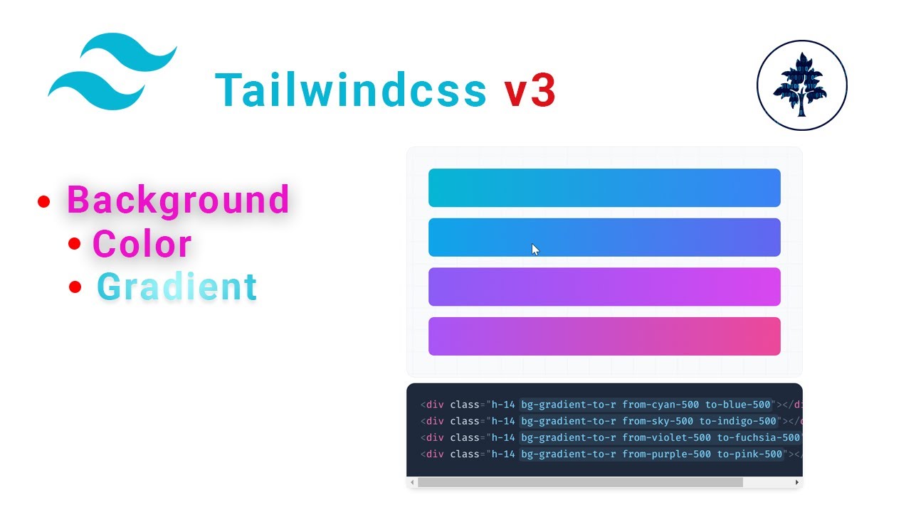 Tailwind CSS v3 Crash Course | #4 - Background Color and Gradient in Tailwindcss | #npm #css3