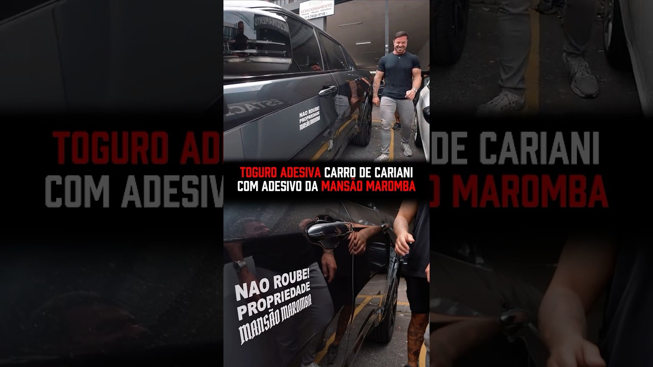 TOGURO puts a MANSÃO MAROMBA sticker on CARIANI's car! #renatocariani #toguro #mansaomaromba