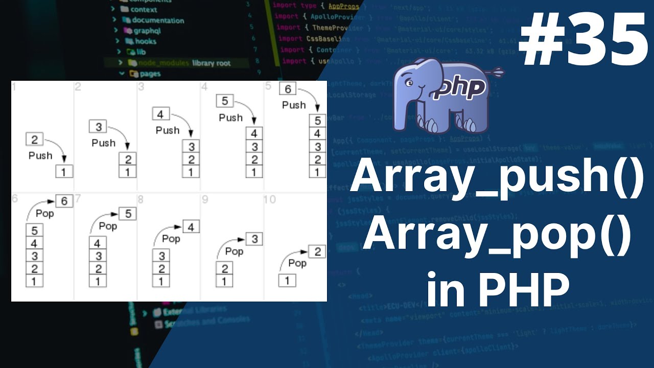 Array push and pop in php | array push array pop | php tutorial for beginners full - 35