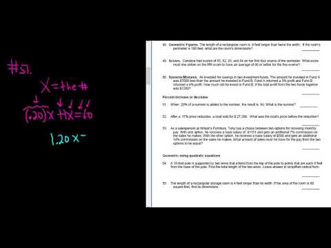 #51. When 20% of a Number is Added to the Number, the Result is 60. What is the Number?