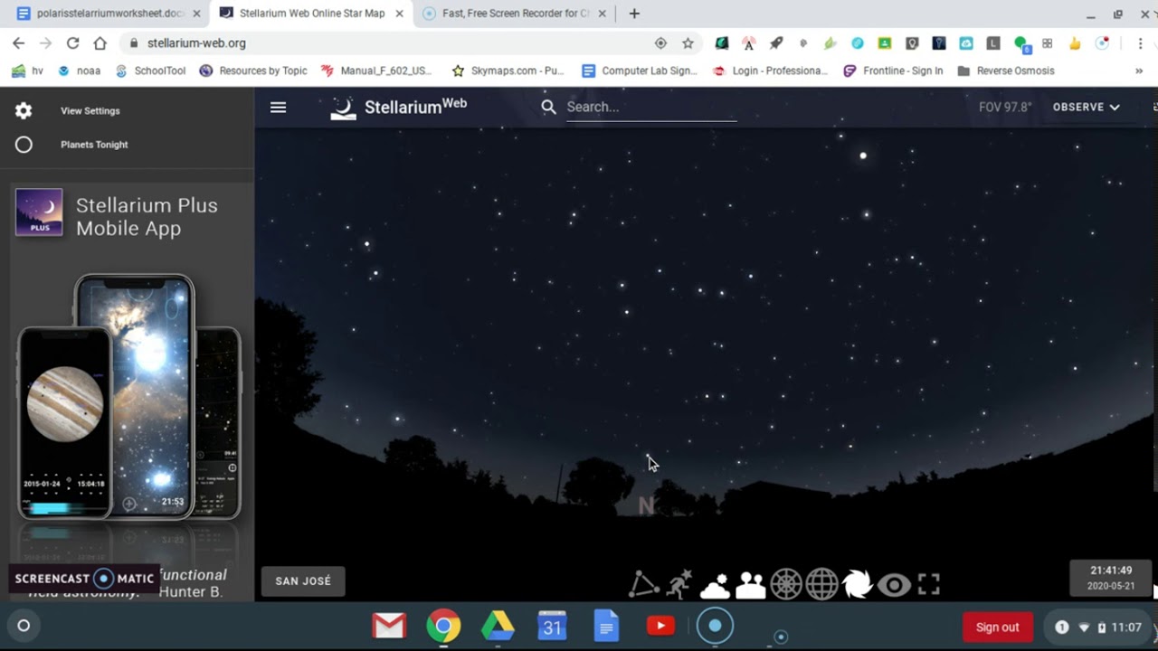 Stellarium Exercise 1 Part 1