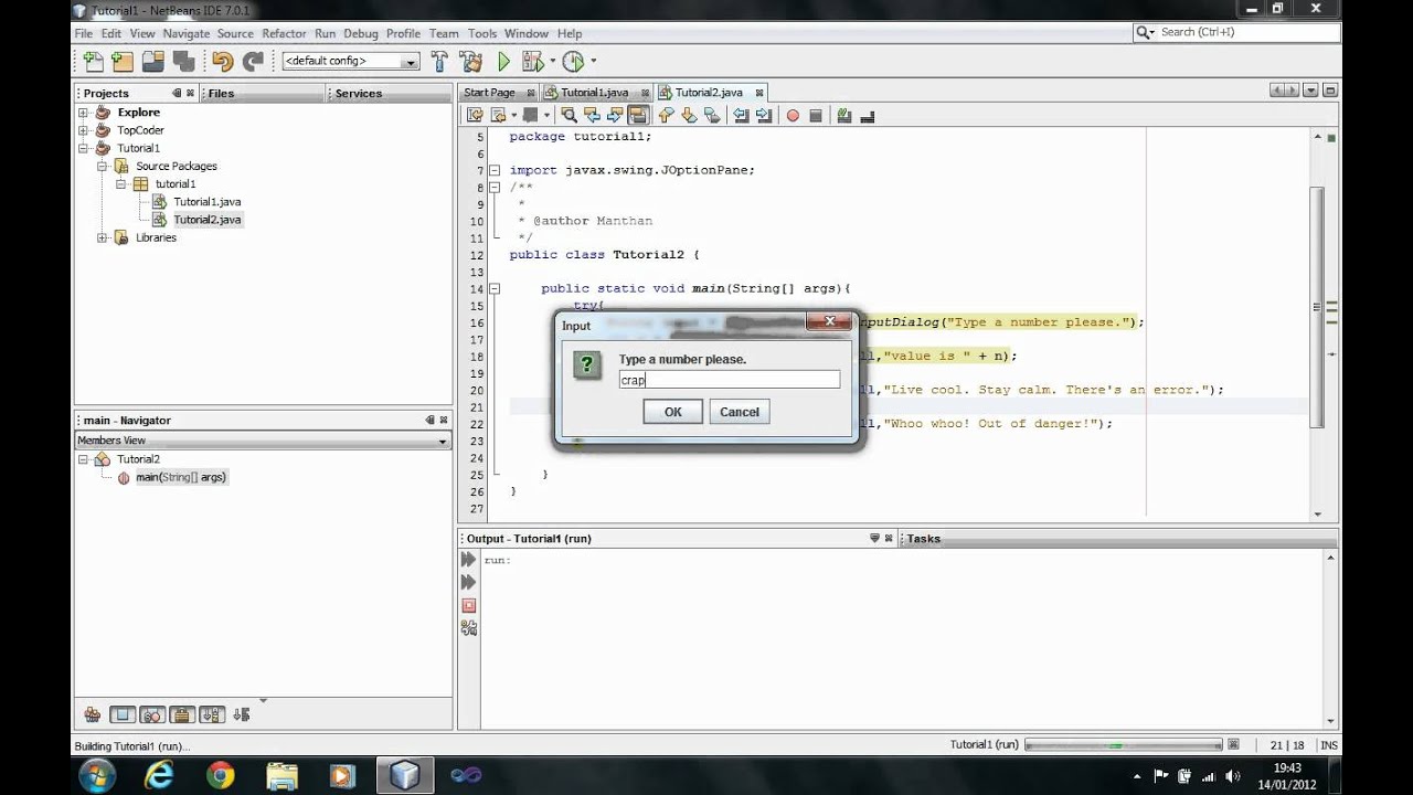 Java Tutorial - Catching Errors (Exceptions) within code - Session 7