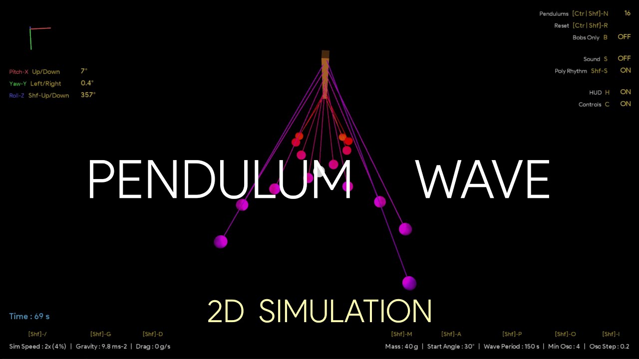 Pendulum Wave Simulation in Java 2D - Rendering mechanics and chaos!!