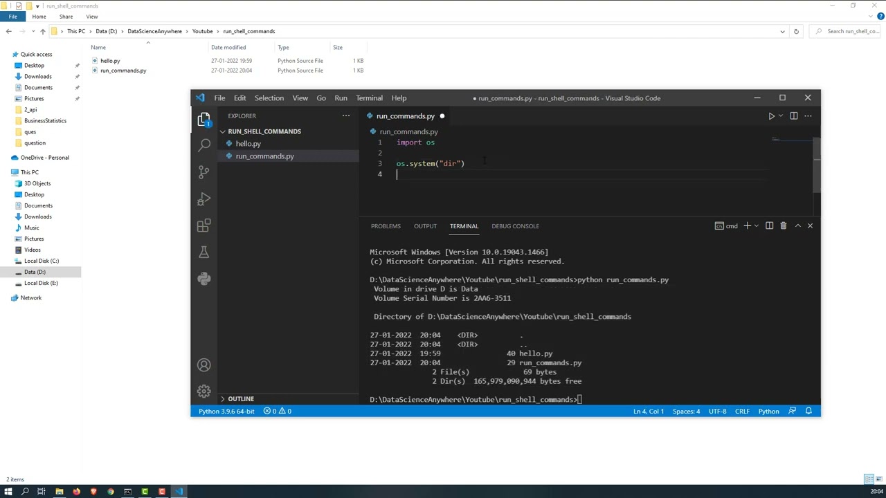 How to write shell command using Python