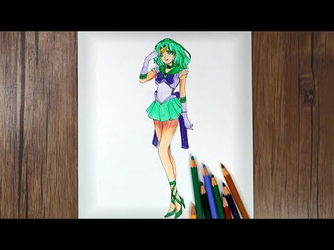 Very Easy Drawing of Anime Girl Full Body with Colored Pencils | How to Draw Easy