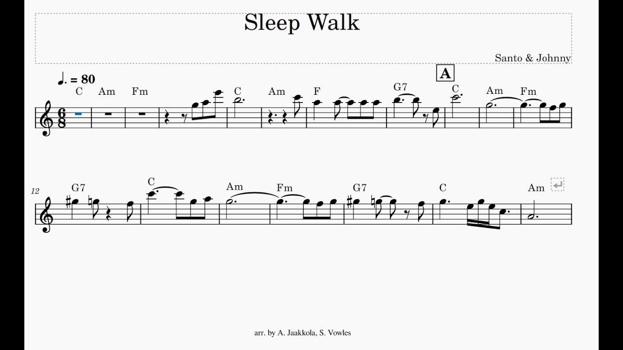 Sleep Walk (Play Along) [C Instruments]