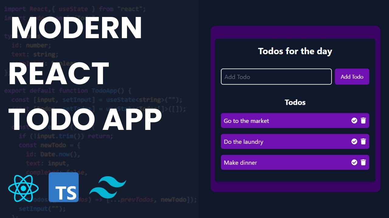 React Todo List App Tutorial with TypeScript & Tailwind CSS | Beginner React.js Project