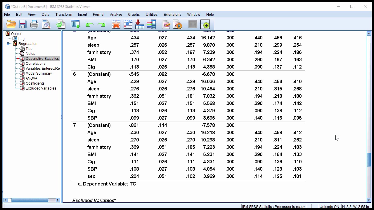 V14.7 - Stepwise Multiple Regression in SPSS