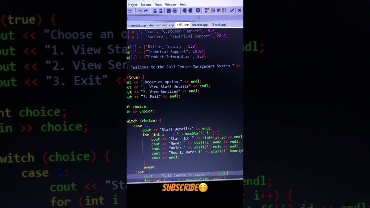 call center IDE dev c++#devcpp