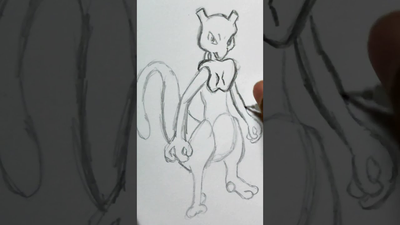 How to Draw Mewtwo 😱 Step by Step Sketch Tutorial 😲 Mewtwo Drawing for beginners 😍