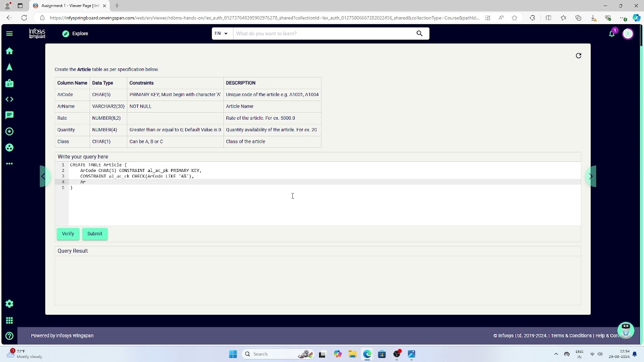 Assignments assignment 1  DDL Statement