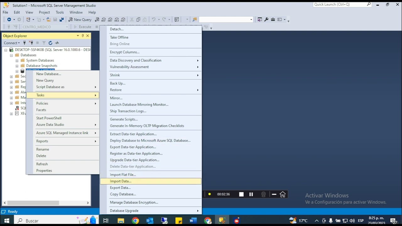 Como exportar e importar una Base de datos en SQL SERVER, Management Studio