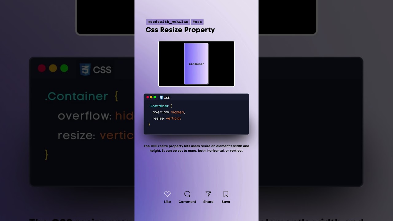 CSS Resize Property #codewith_muhilan #css #coding