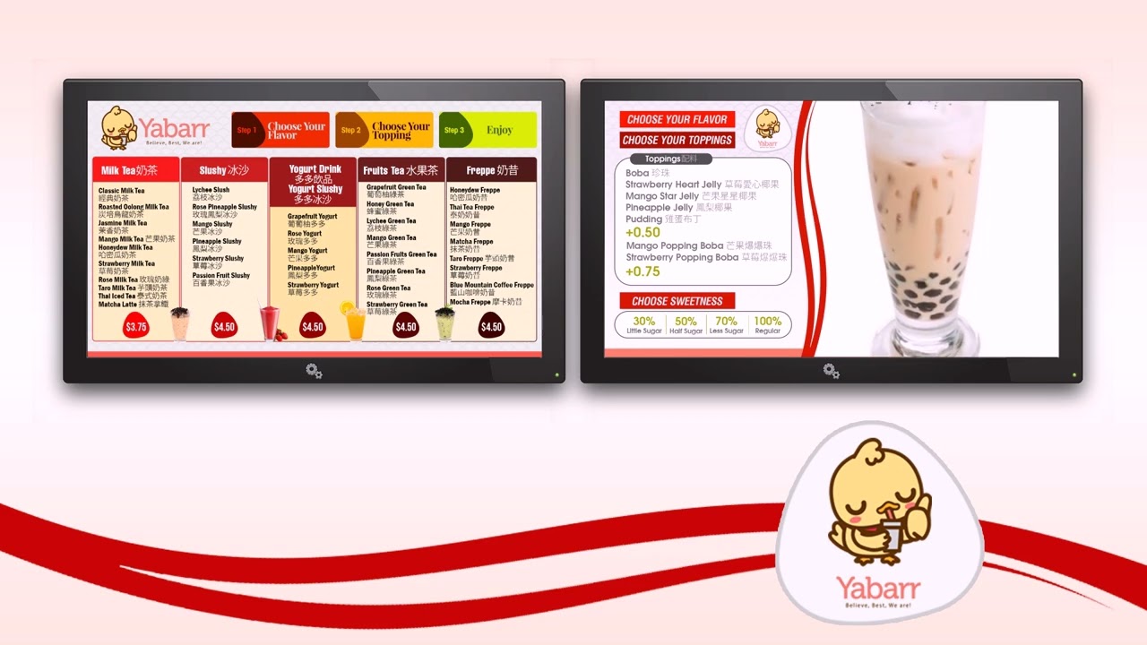 Custom Boba Tea TV Menu | Eye-Catching Digital Menu Design