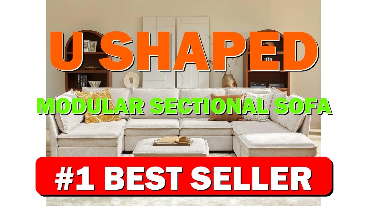 U Shaped Modular Sectional Sofa Couch Reversible Large Sectional with Storage - B0FJY189LR