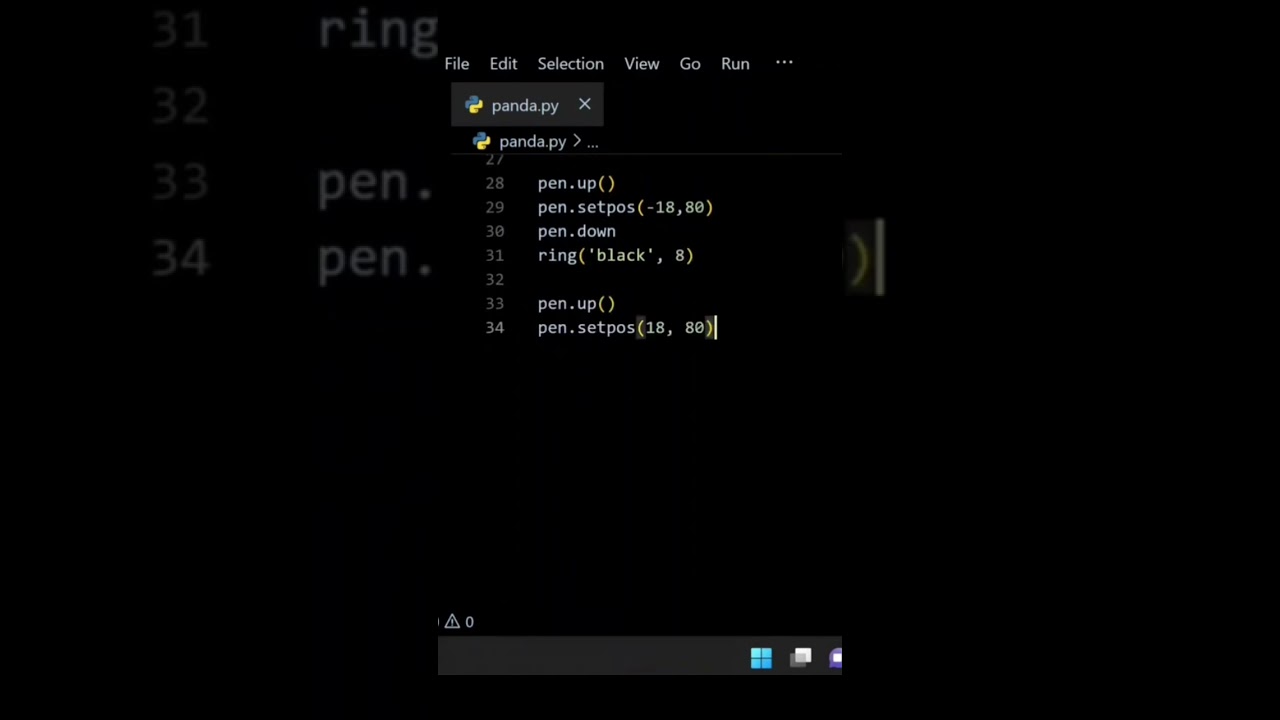 Drawing panda using turtle graphics python. #shorts #python #coding