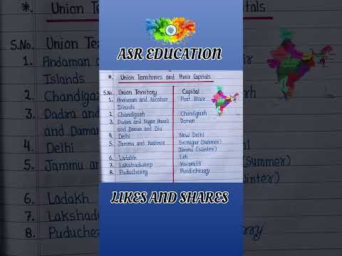 Union Territories and their Capitals/ Union Territories /Union Territories of India 2025 ||