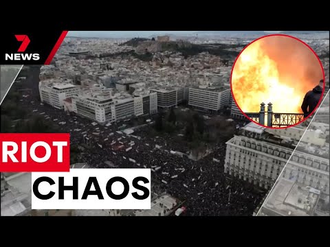 Greek capital Athens overrun by violent protesters | 7NEWS