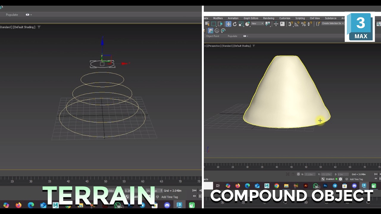 3ds Max Terrain Compound Object Tutorial | Create Terrain Using Splines (Beginner Guide)
