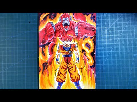 How to Draw Goku super Saiyan God🔥With the Great Ape Oozaru | Dragonball
