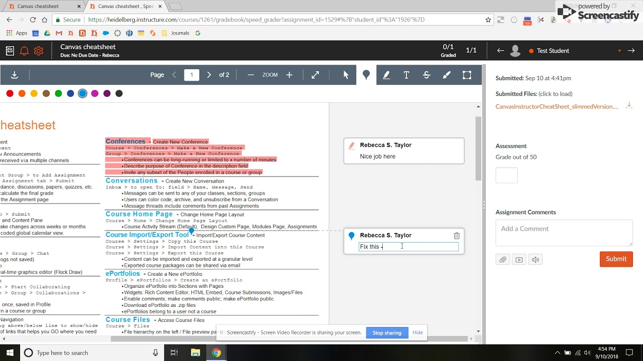Canvas Speedgrader and Gradebook Features