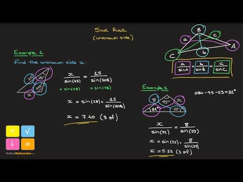 Sine Rule for Unknown Side Lengths - Formula and Worked Examples