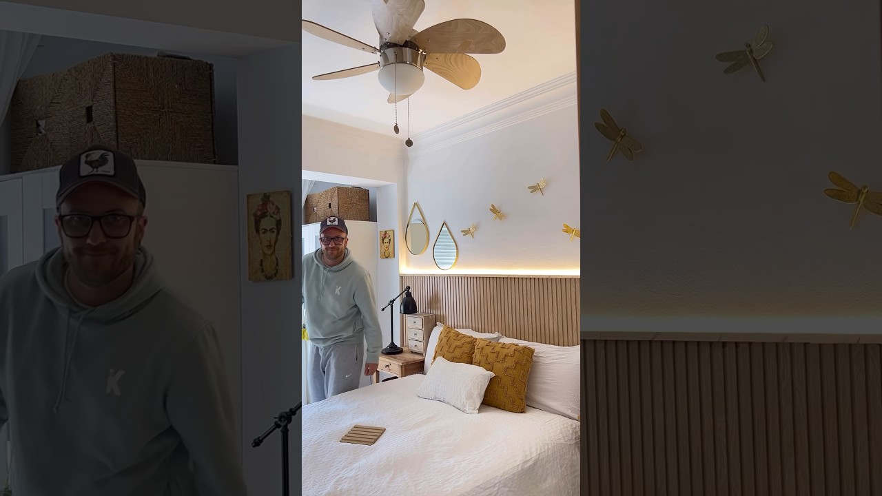 Slatted headboard 🤩 with LED lights, long YouTube video STEP BY STEP