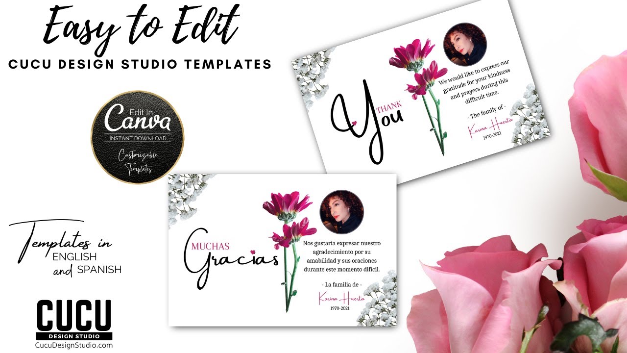 PRINTABLE CANVA FUNERAL THANK YOU CARD TEMPLATE | FTC109