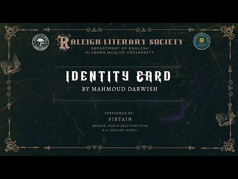Identity Card - Mahmoud Darwish | Sibtain | Raleigh Literary Society | AMU