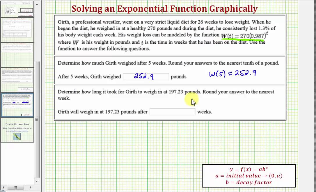 Ex: Solve an Exponential Decay Equation Graphically Using the TI84 (Application)