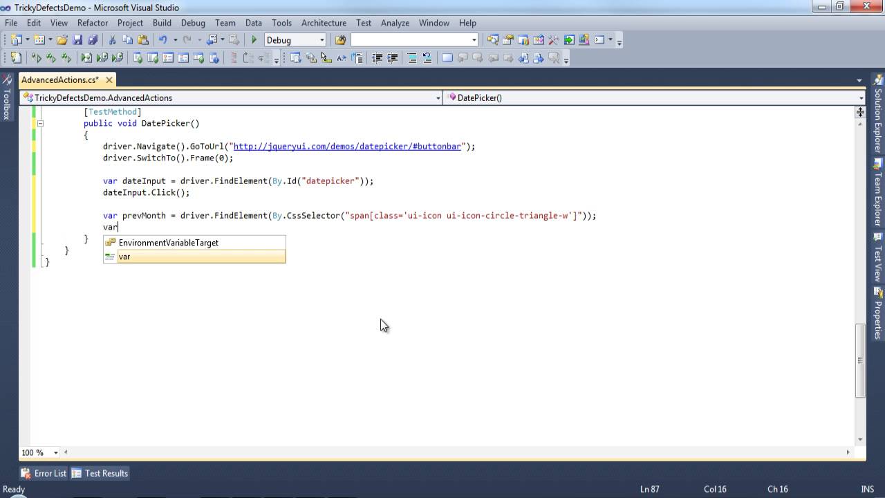 Selenium Fundamentals in C Sharp - Date Picker