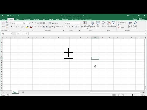 How to type Plus-Minus symbol in Excel workbook