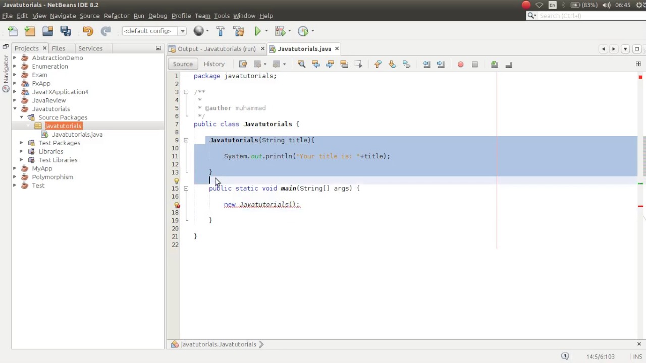java tutorial for beginner part 14  constructor  method