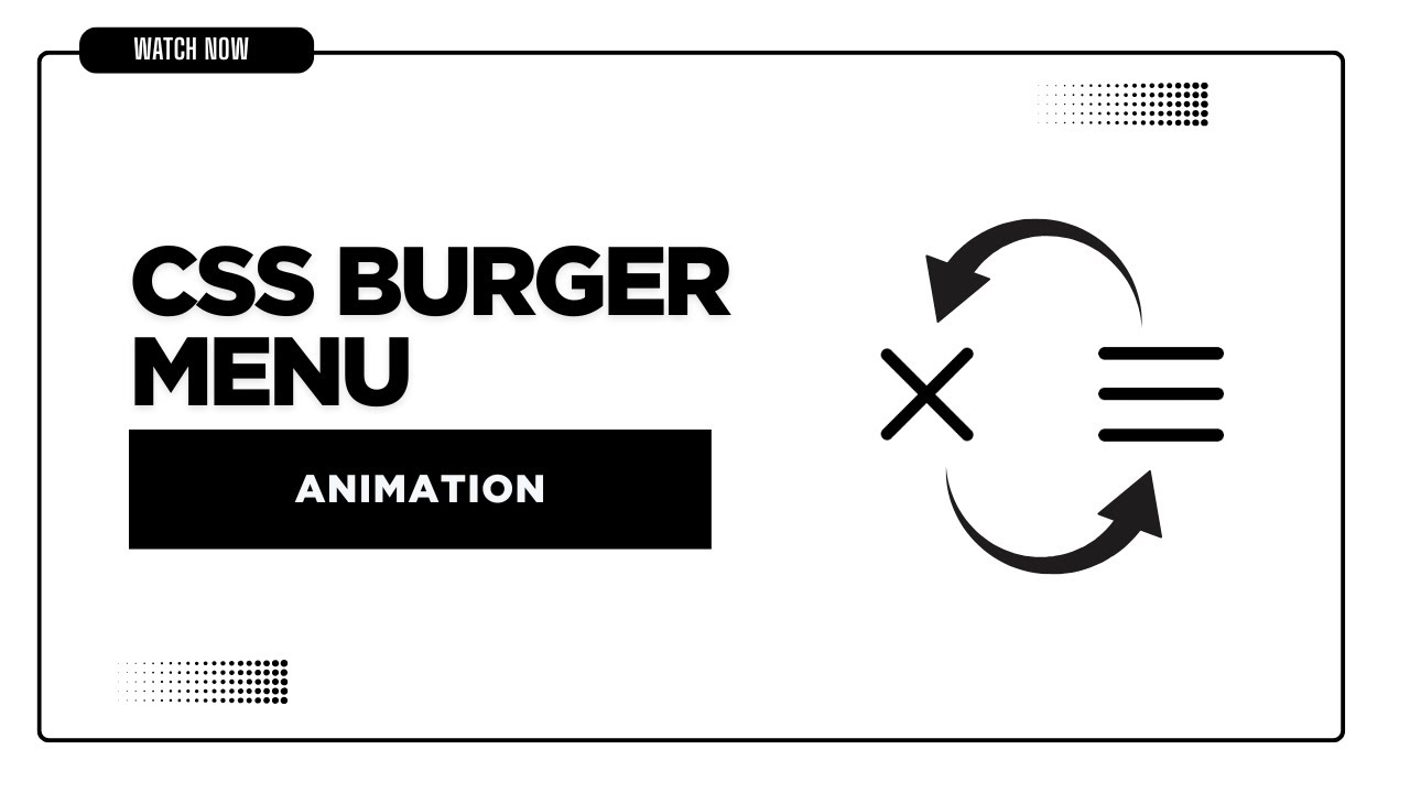 Pure CSS Burger Menu Animation | Hamburger to Close Icon | HTML CSS Tutorial